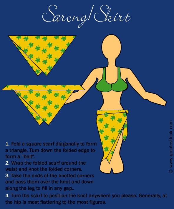 How To Tie A Scarf As A Sarong Type Skirt Wrap